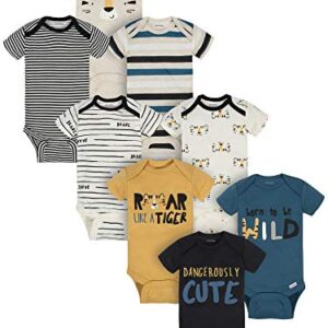 Onesies Brand Baby Boy's 8-Pack Short Sleeve Mix & Match Bodysuits, Dangerously Cute Tiger, 12 Months