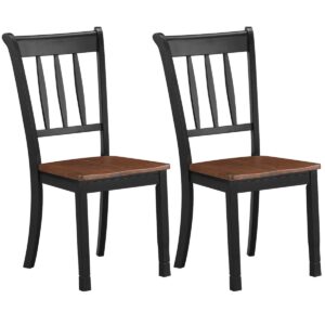 giantex wood dining chairs set of 2, solid rubber wood armless kitchen chairs with non-slip foot pads, easy to assemble dining side chair, farmhouse dining room chairs