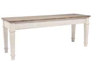 signature design by ashley skempton farmhouse storage bench, white & light brown