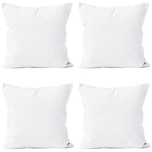 encasa homes throw pillow covers only (no insert) (18x18) - sublimation blank white 4 pc pack with invisible zipper -polyester twill cushion cases for diy, printing & painting