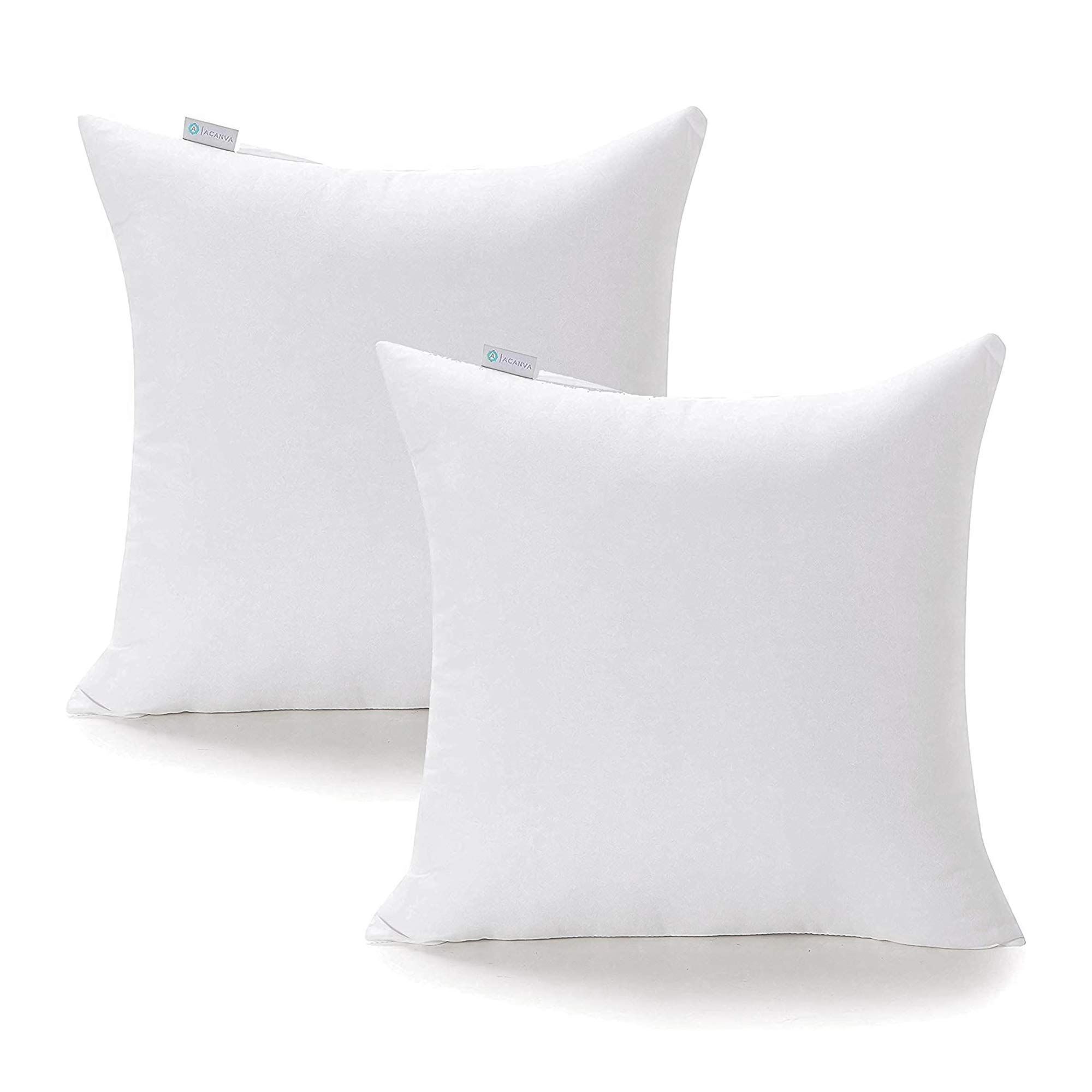 Acanva Premium Polyester Stuffer Square Form Sham Throw Pillow Inserts, 22 in（2 Count）, White