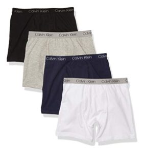 calvin klein boys' underwear 4 pack boxer brief value, black iris pack, x-large