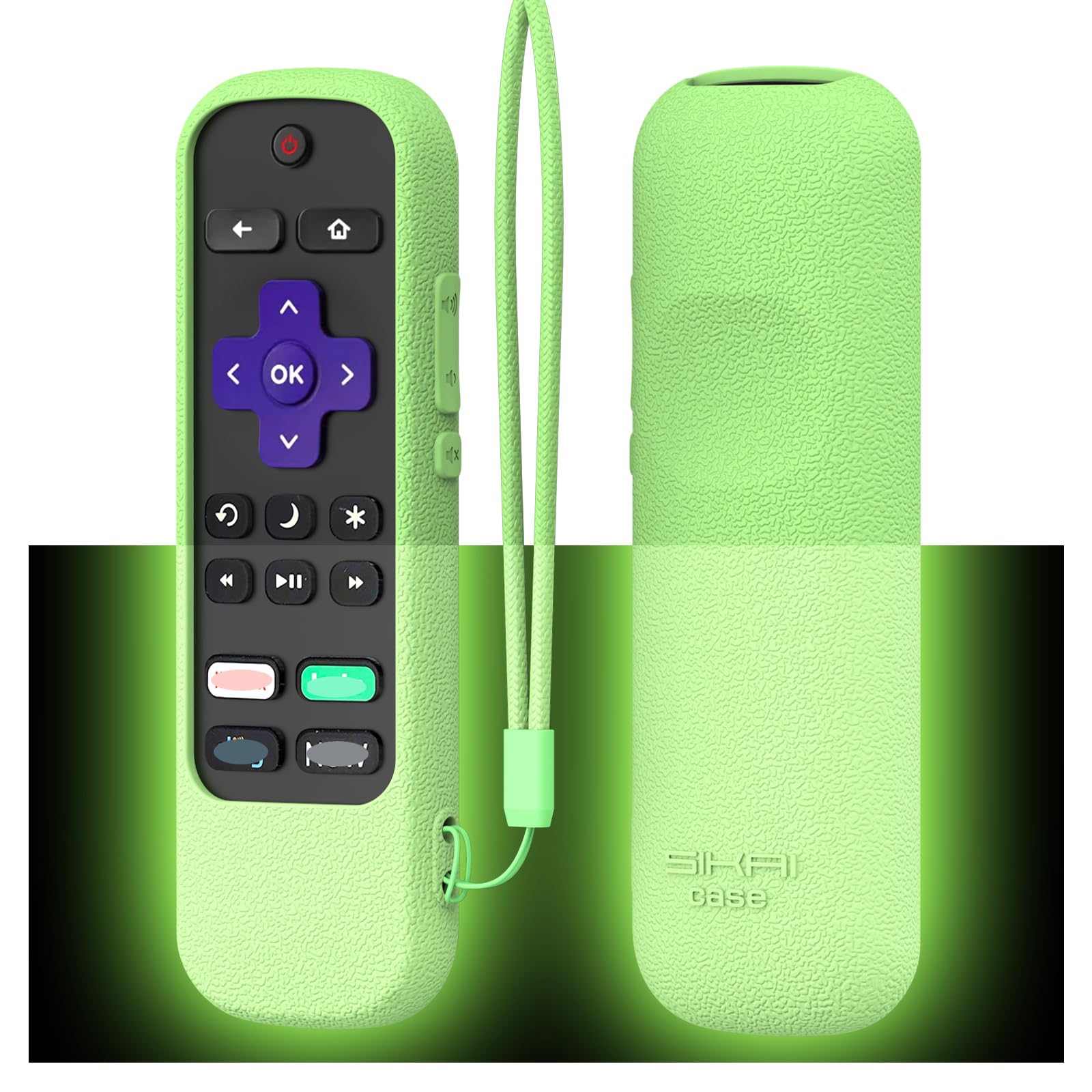 Roku Voice Remote Cover for Roku RC580,Select Series HD TV 2024,Stick 4k+,RCA1R 2022,RCAL7R Remote Shockproof Silicone Protective Case for Streaming Stick 4K with Remote Loop(Glow Green)