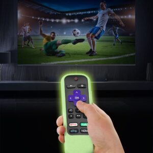 Roku Voice Remote Cover for Roku RC580,Select Series HD TV 2024,Stick 4k+,RCA1R 2022,RCAL7R Remote Shockproof Silicone Protective Case for Streaming Stick 4K with Remote Loop(Glow Green)