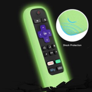 Roku Voice Remote Cover for Roku RC580,Select Series HD TV 2024,Stick 4k+,RCA1R 2022,RCAL7R Remote Shockproof Silicone Protective Case for Streaming Stick 4K with Remote Loop(Glow Green)