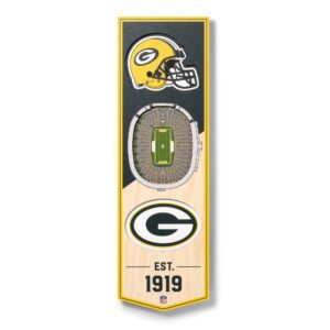 youthefan nfl green bay packers 3d stadium 6x19 banner - lambeau field