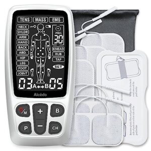 alcedo tens unit + ems combination machine muscle stimulator for pain relief, electric rechargeable pulse massager with 41 modes for back/neck pain therapy, hsa fsa eligible