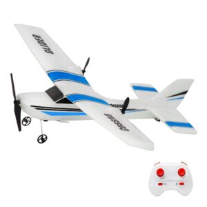 qt rc plane 2.4ghz 2 channel remote control airplane ready to fly,durable epp foam rc aircraft for adults and beginner, easy & ready to fly, great gift toy for kids (blue)