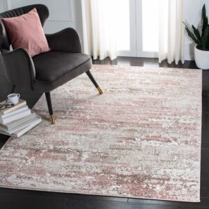 safavieh meadow collection area rug - 8' x 10', beige & pink, modern abstract design, non-shedding & easy care, ideal for high traffic areas in living room, bedroom (mdw585b)