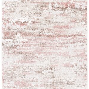 SAFAVIEH Meadow Collection Area Rug - 8' x 10', Beige & Pink, Modern Abstract Design, Non-Shedding & Easy Care, Ideal for High Traffic Areas in Living Room, Bedroom (MDW585B)