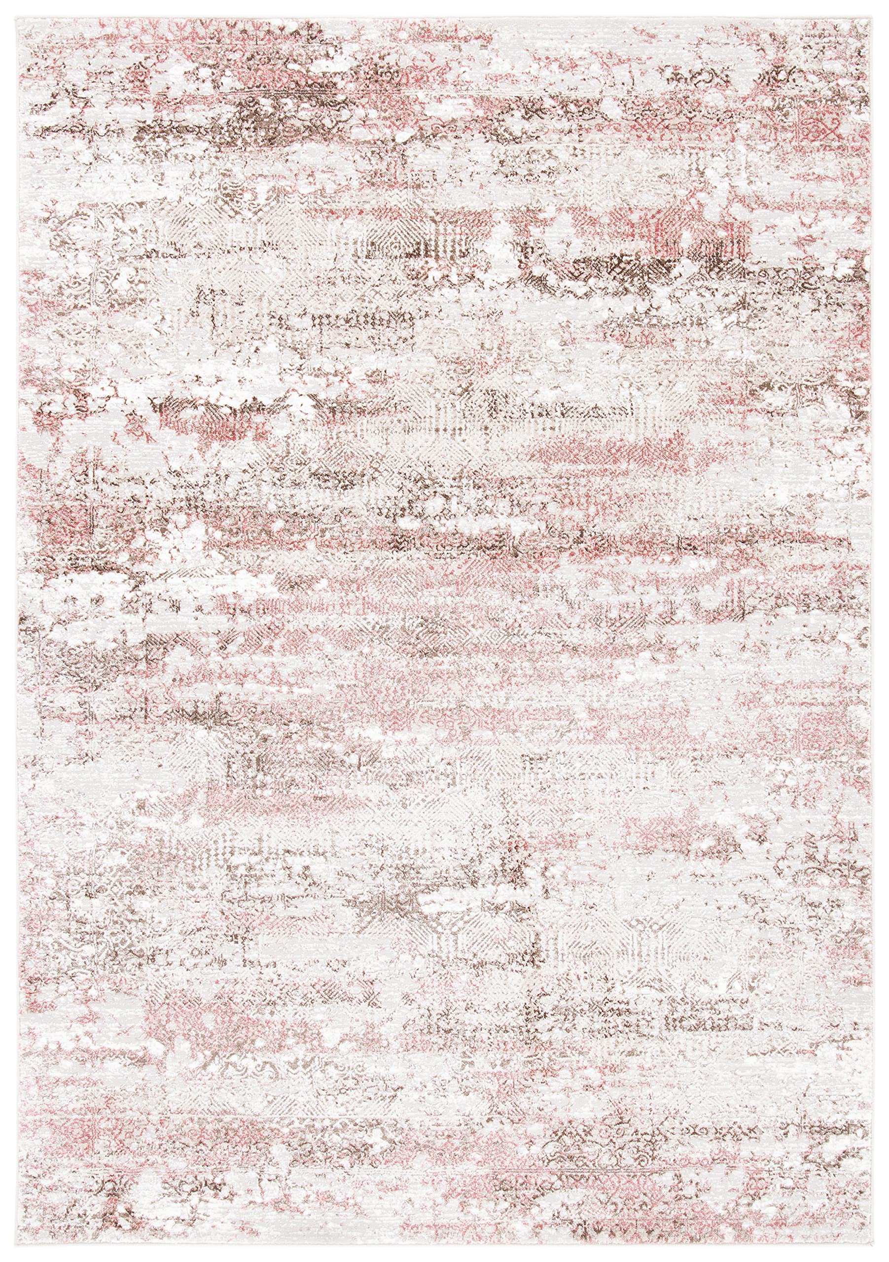 SAFAVIEH Meadow Collection Area Rug - 8' x 10', Beige & Pink, Modern Abstract Design, Non-Shedding & Easy Care, Ideal for High Traffic Areas in Living Room, Bedroom (MDW585B)