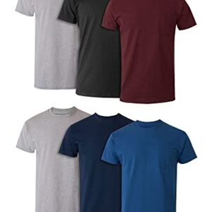 Hanes Mens Pocket T-shirt, Moisture-wicking Cotton Crewneck Tees, 6-pack Underwear, Assorted - 6 Pack, 3X-Large US