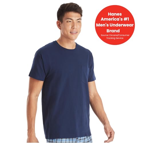 Hanes Mens Pocket T-shirt, Moisture-wicking Cotton Crewneck Tees, 6-pack Underwear, Assorted - 6 Pack, 3X-Large US