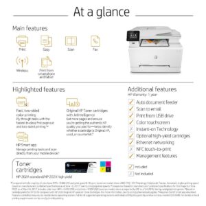 HP Laserjet Pro M281cdw All in One Wireless Color Printer, Scan, Copy and Fax with Ease with Bonus of 30 Sheets ofHP Brochure Paper (T6B83A) - Premier Edition (Renewed)