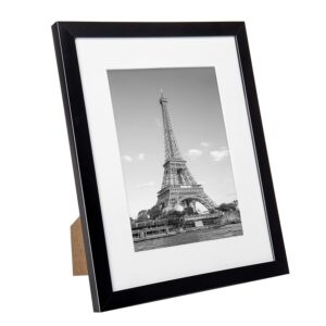 upsimples 8.5x11 Picture Frame Set of 10, Display Pictures 6x8 with Mat or 8.5x11 without Mat, Multi Photo Frames Collage for Wall or Tabletop Display, Real Glass, Black