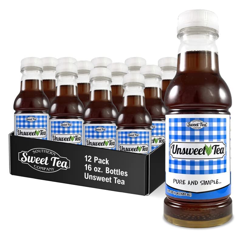 Iced Tea Unsweetened Real Brewed Tea, Caffeinated, All Natural Drinks, No Artificial Flavors or Colors, 16 Oz (12 Pack) by Southern Sweet Tea Company