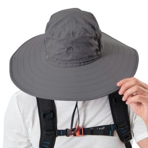 Cooltto Wide Brim Sun Hats with Waterproof Breathable for Fishing, Hiking, Camping，for Men Women Kids Dark Grey