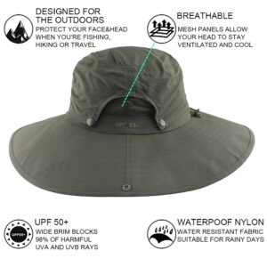 Cooltto Wide Brim Sun Hats with Waterproof Breathable for Fishing, Hiking, Camping，for Men Women Kids Dark Grey