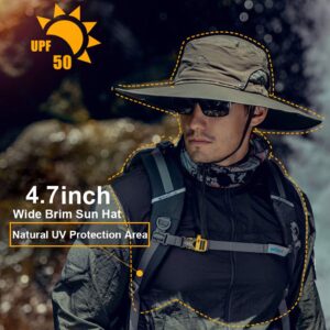 Cooltto Wide Brim Sun Hats with Waterproof Breathable for Fishing, Hiking, Camping，for Men Women Kids Dark Grey