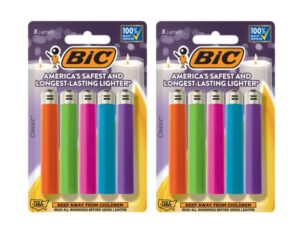 bic classic lighters, pocket style, lighter for candles, assorted colors (packaging may vary), 10-count pack