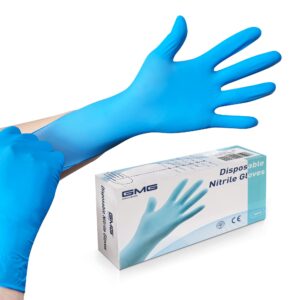 gmg since1988 disposable nitrile gloves, powder-free, latex-free safety glove for cleaning, food handle, or automotive(medium size, 100 pack)