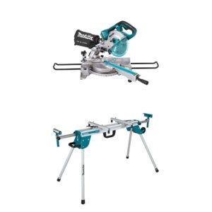 makita xsl02z 18v x2 lxt lithium-ion (36v) brushless cordless 7-1/2" dual slide compound miter saw, tool only with wst06 compact folding miter saw stand