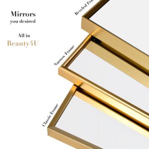 Beauty4U 59" x 16" Tall Full Length Mirror with Stand, Gold Wall Mounting Full Body Mirror, Metal Frame Full-Length Tempered Mirror for Living Room, Bedroom