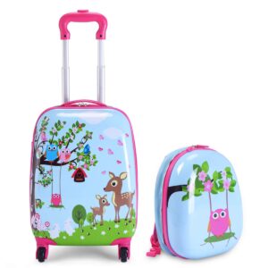 kids' cute cartoon pattern travel trolley, multicolor