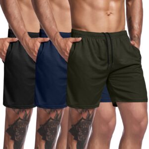 coofandy men's 3 pack gym bodybuilding shorts workout athletic shorts mesh training bodybuilding jogger shorts with pocket