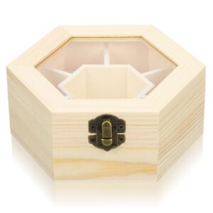 wooden wood treasure box jewelry box diy hexagon shape jewelry organizer jewelry case for earrings necklace unfinished jewelry box jewelry wooden jewelry box