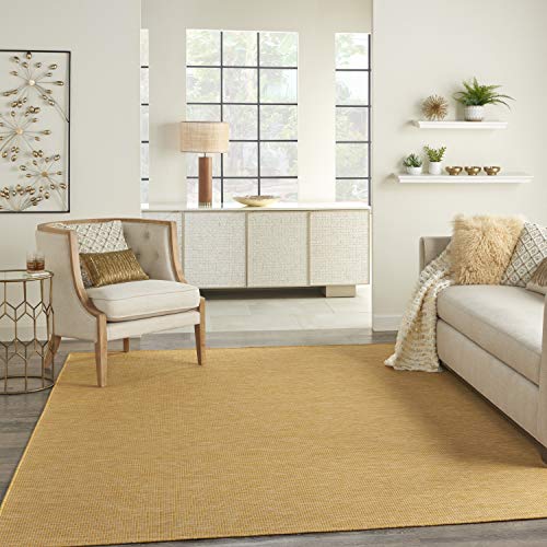 Nourison Positano Indoor-Outdoor Yellow 8' x 10' Area Rug, Easy Cleaning, Non Shedding, Bed Room, Living Room, Dining Room, Backyard, Deck, Patio (8x10)