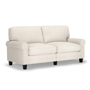 serta copenhagen rolled arm, easy care polyester, soft pillow back, pocket coil seat cushions, removable covers, loveseat or couch for small spaces, living rooms or bedrooms, 73" sofa, buckwheat