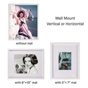 elabo 11x14 White Picture Frame (3 Pack) - High Definition Plexiglass Display Pictures 5x7,8x10 with Mat or 11x14 without Mat - Vertical or Horizontal Wall Mounting