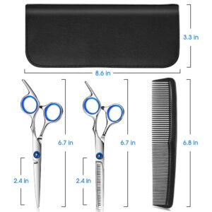 Hair Cutting Scissors Kits, 10 Pcs Stainless Steel Hairdressing Shears Set Professional Thinning Scissors For Barber/Salon/Home/Men/Women/Kids/Adults Shear Sets