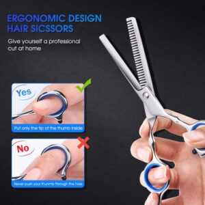 Hair Cutting Scissors Kits, 10 Pcs Stainless Steel Hairdressing Shears Set Professional Thinning Scissors For Barber/Salon/Home/Men/Women/Kids/Adults Shear Sets