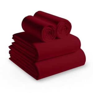 bunny's home twin sheet set burgundy 100% egyptian cotton sheets 1000 thread count sheets 4 piece hotel luxury bed sheets sateen weave 17 inch deep pocket fitted sheet, flat sheet & 2 pillowcases