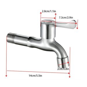 Fdit Practical Household G1/2in Stainless Steel Water Faucet Washing Machine Sink Basin Single Cold Faucet Water Tap Bathroom