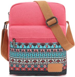 leaper girls crossbody purses 2 pcs vintage messenger bag canvas crossbody bag and purse set for women light red