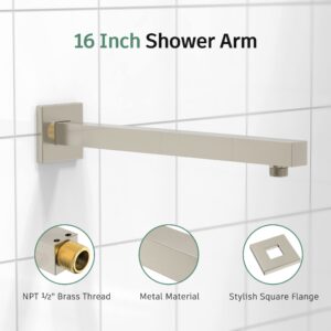 SunCleanse Shower Faucet Set with Valve, 8 Inch Square Shower Head and Handle Set, Single Handle Shower Trim Kit with Extra Long Shower Arm, Brushed Nickel