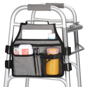 supregear side walker bag, walker accessories bag w/cup holder, folding walker basket waterproof walker organizer caddy pouch for most walker with side bar for seniors, elderly, double sided