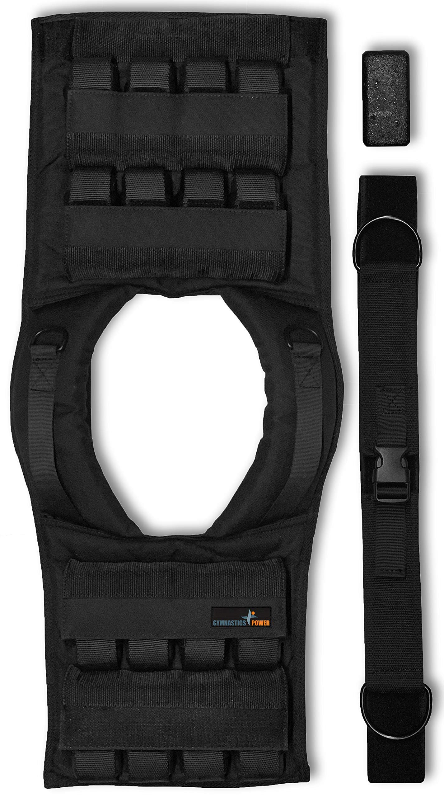 Gymnastics Power - Weighted Vest 6lb, 10lb, 12lb, 25lb, 35lb, 45lb Removable Iron Weights for Men and Women Workout for Calisthenics and Fitness Sport Training (35 LB - Black)