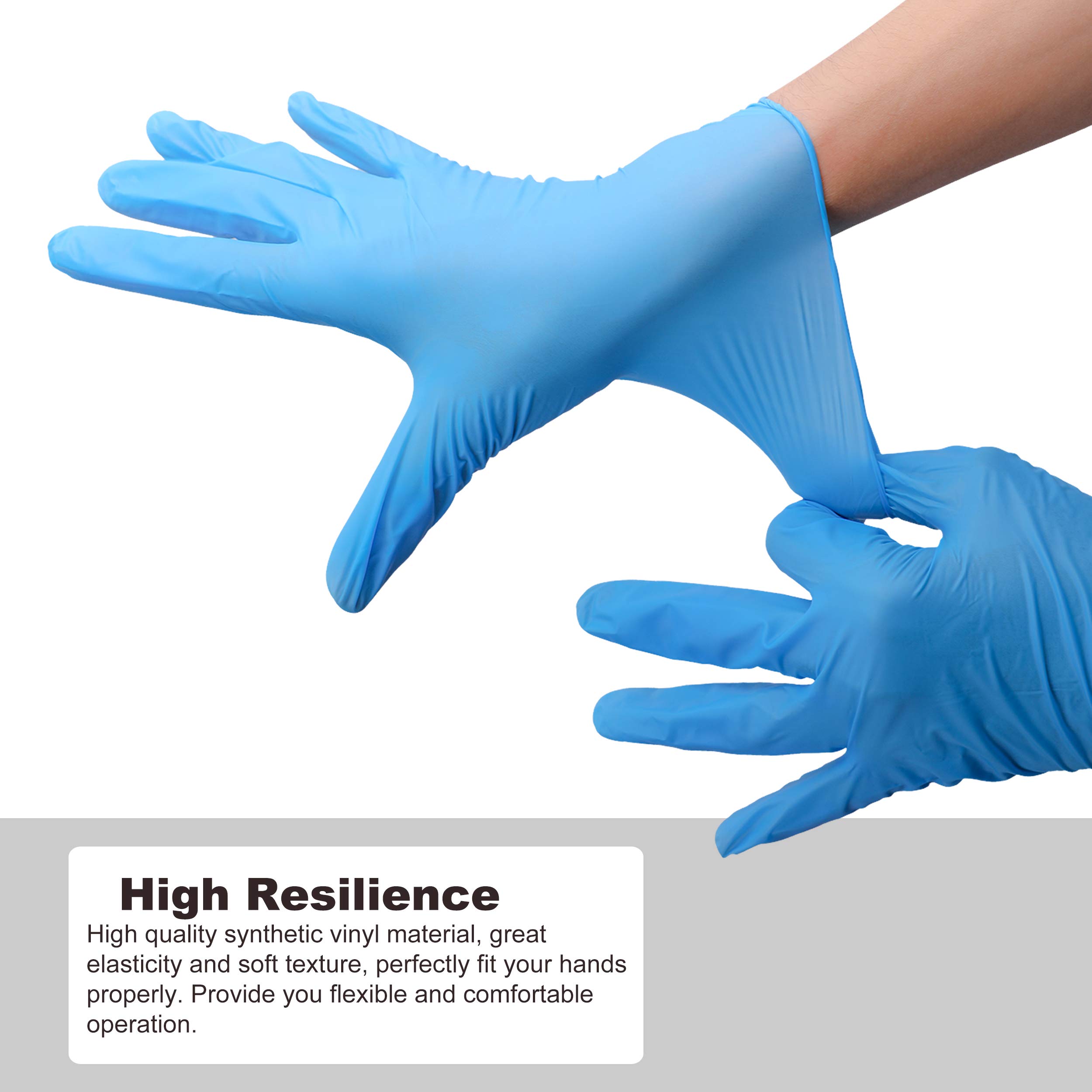 Coyacool Disposable Gloves Large, Nitrile and Vinyl Blend Material Gloves, Latex Free, 4 Mil,100 Pc. - Food Grade Gloves for Cleaning, Food Prep,Hair Dye,Tattoo, Blue