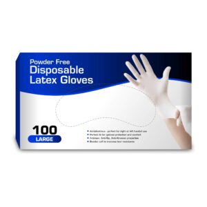 chef's star disposable powder free latex gloves, 100 count, large