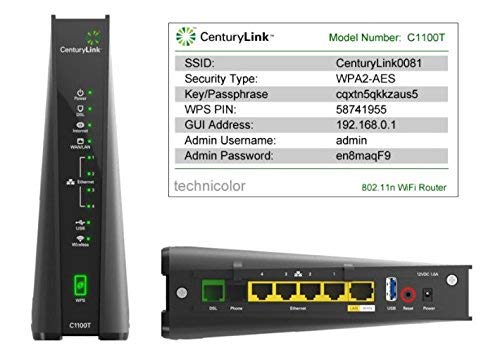 CenturyLink Technicolor C1100T Vdsl2 Modem 802.11n WiFi Router (Renewed)