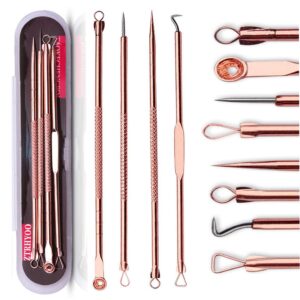 ztrhyoo blackhead remover pimple comedone extractor tool best acne removal kit - treatment for blemish, whitehead popping, zit removing for risk free nose face skin with case(rose, 4 piece set)