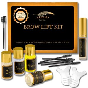 aryana new york eyebrow lamination kit | at home diy brow lamination | instant professional lift for fuller eyebrows | brow brush and micro brushes added