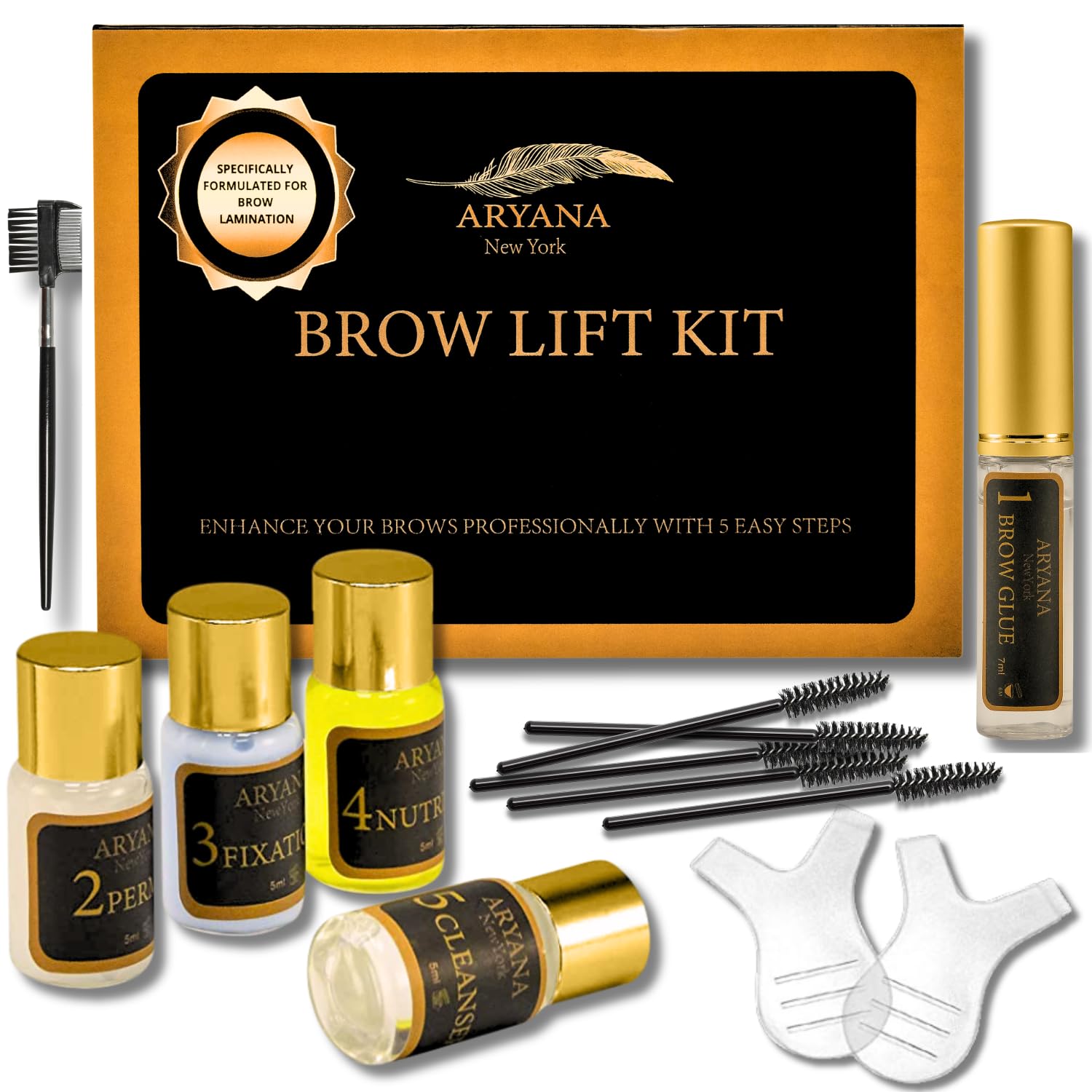 ARYANA NEW YORK Eyebrow Lamination Kit | At Home DIY Brow lamination | Instant Professional Lift For Fuller Eyebrows | Brow Brush And Micro Brushes Added