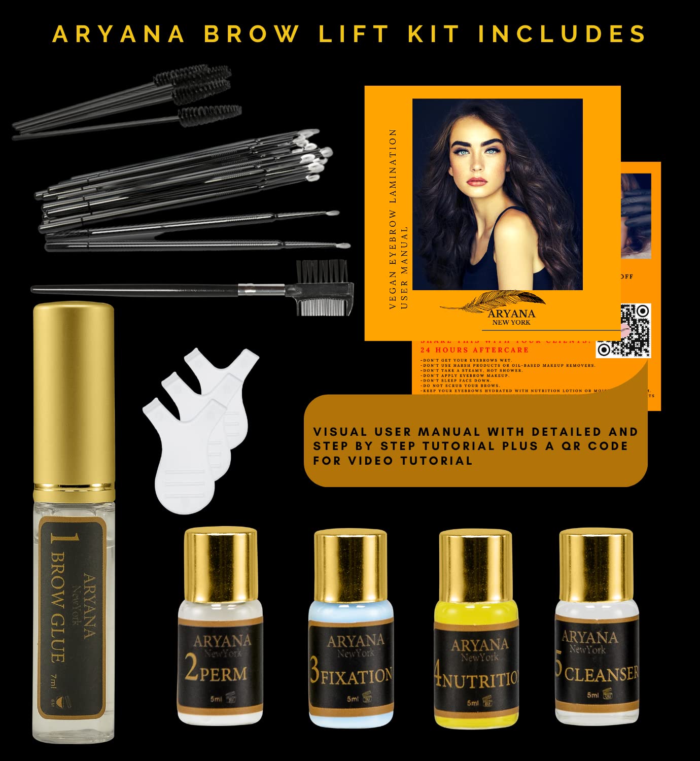 ARYANA NEW YORK Eyebrow Lamination Kit | At Home DIY Brow lamination | Instant Professional Lift For Fuller Eyebrows | Brow Brush And Micro Brushes Added