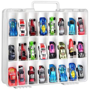 alcyon double sided toy storage organizer case for hot wheels car, for matchbox cars, for mini toys, for small dolls. carrying box container carrier with 48 compartments - upgrade (box only)