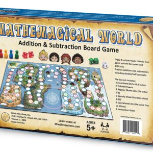 Mathemagical World - Addition & Subtraction Math Board Game for Kids, 2-4 players, Ages 5+ and Perfect for Homeschool, Kindergarten, Pre-k, and Gifted & Talented Prep